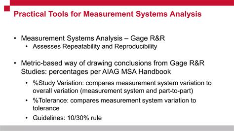 practical tools for measurement systems analysis pdf
