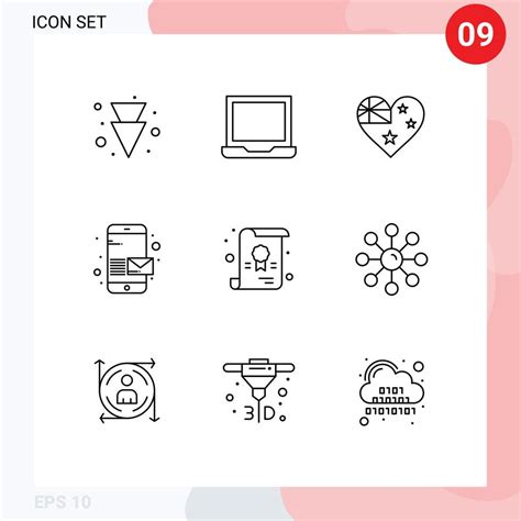 User Interface Pack Of 9 Basic Outlines Of Dry Skin Diploma Flag Certificate Phone Editable