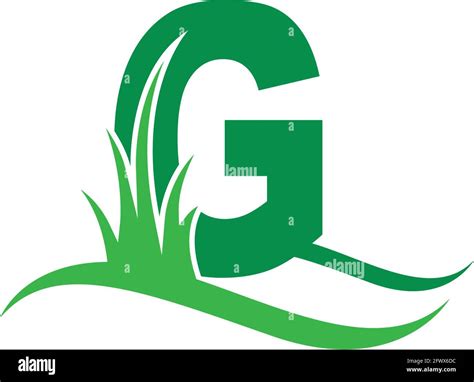 Letter G Behind A Green Grass Icon Logo Design Vector Template Stock