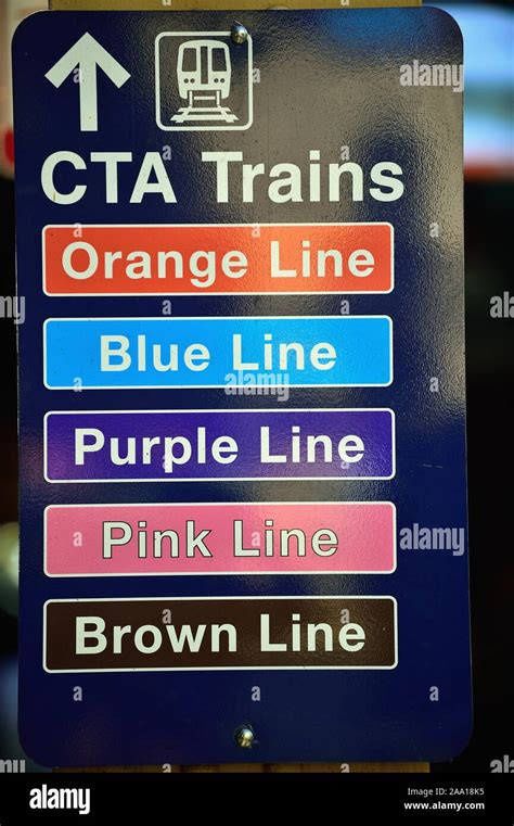 Chicago Illinois Usa A Route Information Sign At A Cta Elevated Train Station At State Street