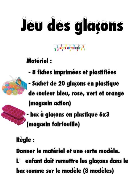 Glaçons Mc En Maternelle
