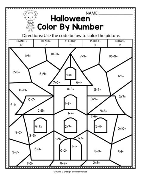 Halloween Math Worksheet 1st Grade Printable Pdf Template