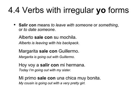 44 Verbs With Irregular Yo Forms Ppt