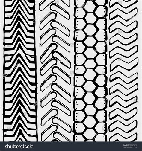 Collection Textures Vector Tire Tracks Separate Stock Vector Royalty