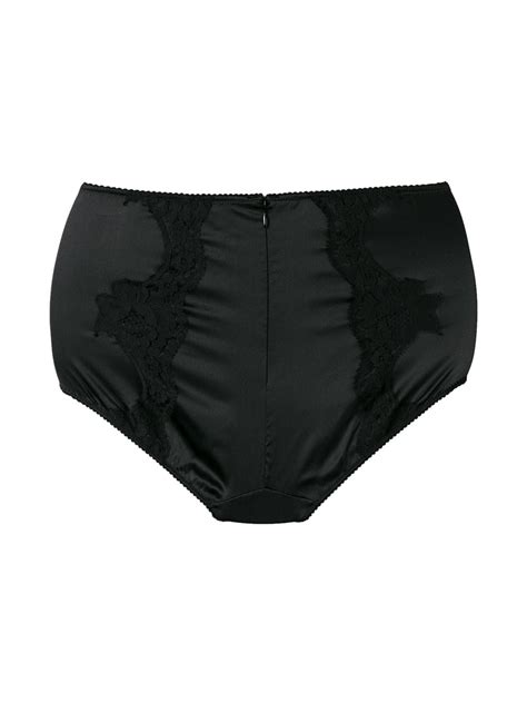 Dolce And Gabbana High Waisted Lace Detail Satin Briefs Black Farfetch