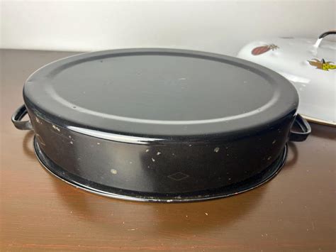 Mcm Georges Briard Ambrosa Enamelenamelware Metal Roasting Pot Mid