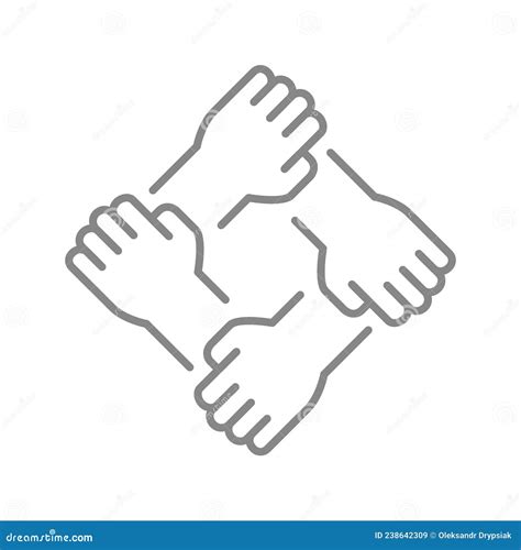 Icono De Línea De Solidaridad Símbolo De Cooperación De Trabajo De