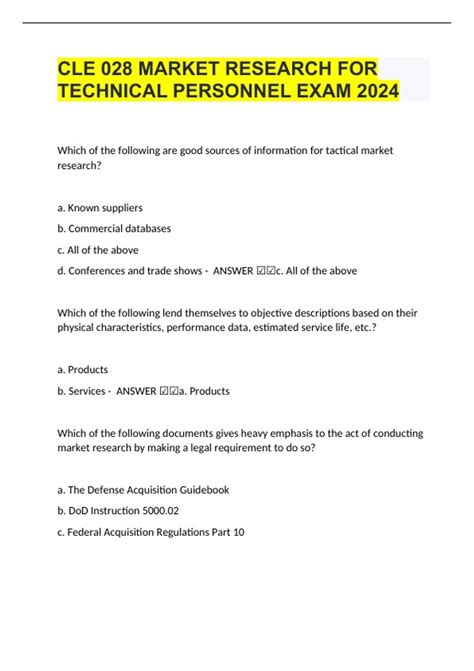 Cle 028 Market Research For Technical Personnel Exam 2024 Cle 028