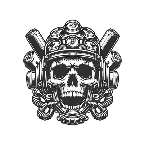Skull In Beer Helmet Premium Ai Generated Vector