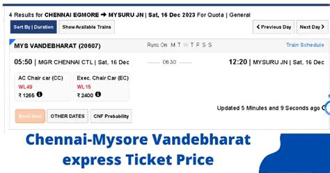 Latest Vande Bharat Express Ticket Price List Vande Bharat Express