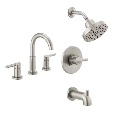 Delta Nicoli 5 Spray Tub And Shower Faucet With J Spout 8 In