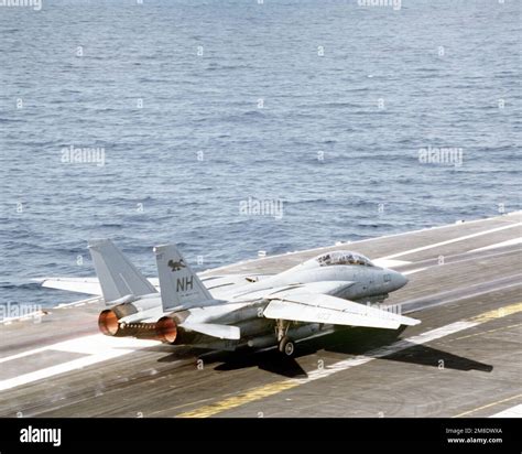 A Fighter Squadron 114 Vf 114 F 14a Tomcat Aircraft Is Launched From