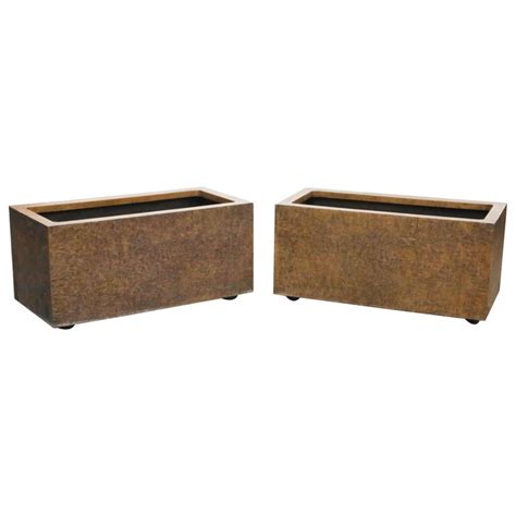 Large Rectangular Architectural Fiberglass Planters By Forms And