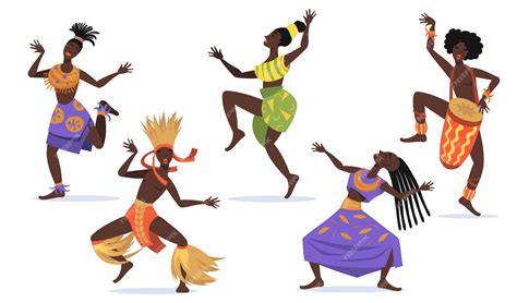 Conjunto Plano De Bailarinas Africanas Para Diseño Web Dibujos