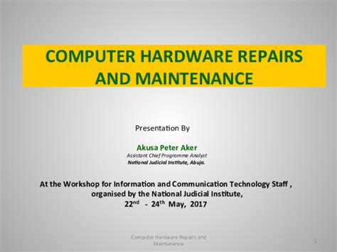 pdf computer hardware repairs and maintenance presenta on by