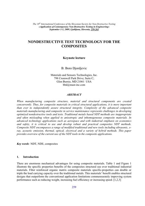Pdf Nondestructive Test Technology For The Composites