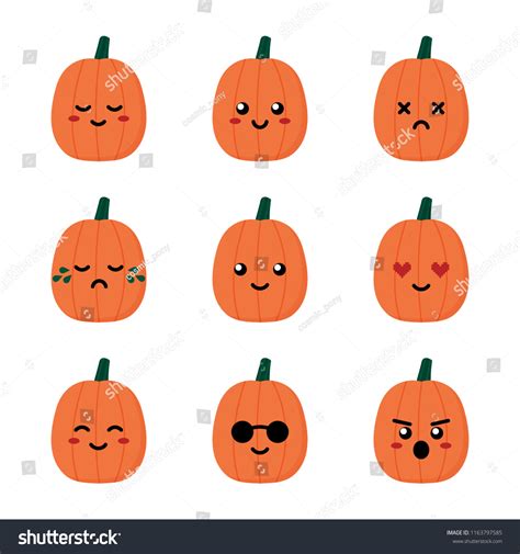Set Collection Cute Cartoon Style Pimpkin Stock Vector Royalty Free 1163797585 Shutterstock
