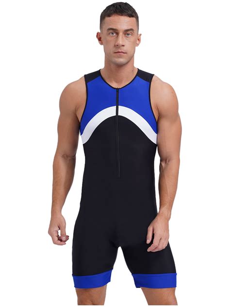 Jowowha Mens One Piece Zipper Swimwear Swimsuit Workout Athletic