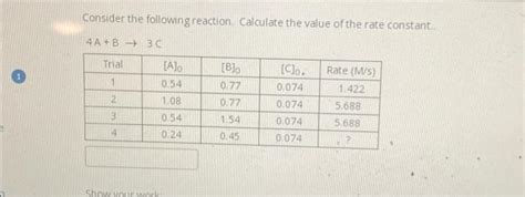 Solved Consider The Following Reaction Calculate The Value Chegg