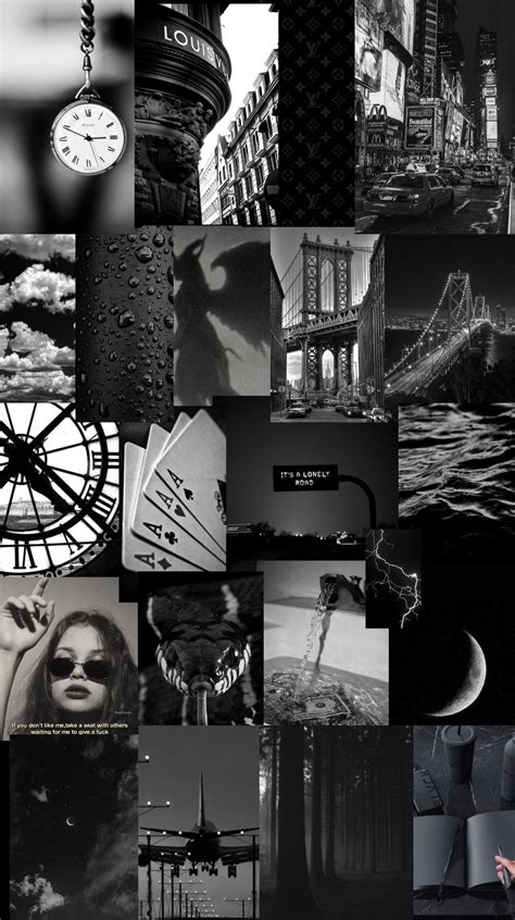 Black And White Aesthetic Background Collage Dark Wallpaper Iphone