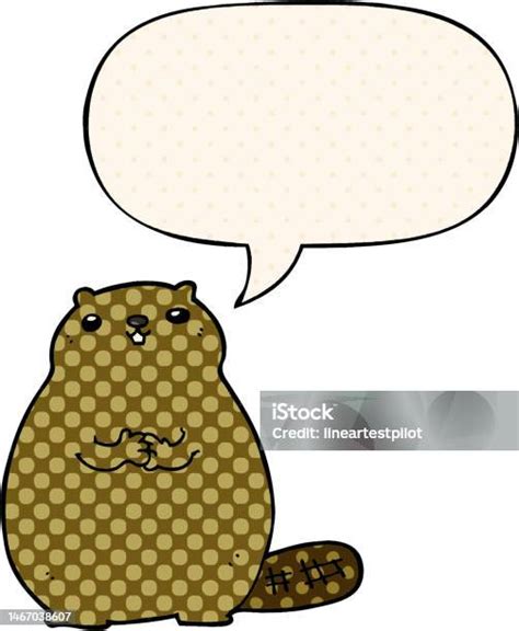 Cartoon Biber Mit Sprechblase Im Comicstil Stock Vektor Art Und Mehr