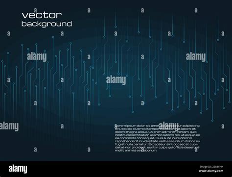 Abstract Technological Dark Blue Background With Elements Of The Microchip Circuit Board