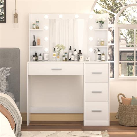White Makeup Vanity With Lights