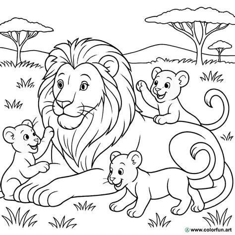 Dibujo Para Colorear Del León Y Sus Cachorros Descargar O Imprimir De