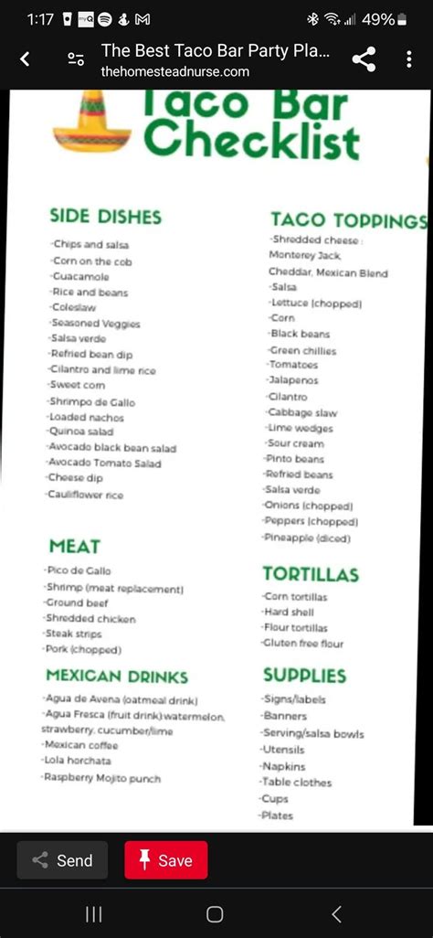 Taco Bar Checklist
