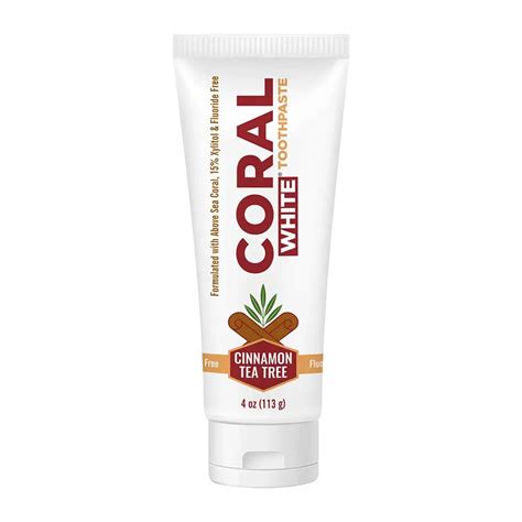 Coral White Fluoride Free Toothpaste Cinnamon Tea Tree 4oz Natural