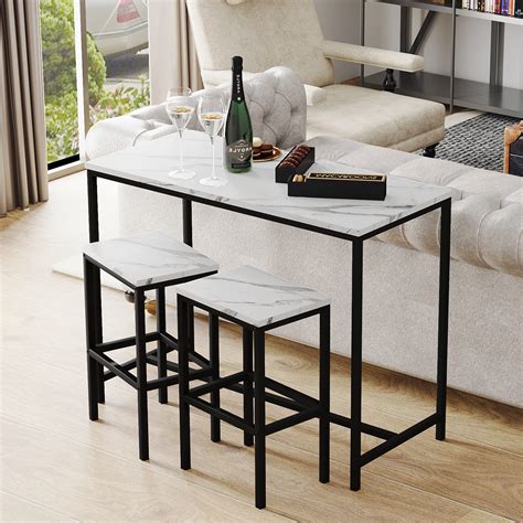 Yongchuang 3 Piece Bar Table Set White Bar Table And