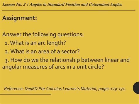 Lesson No 2 Angles In Standard Position And Coterminal Angles Pptx