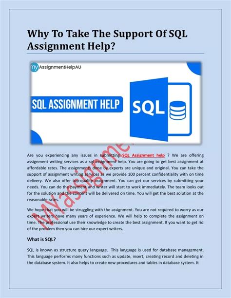 Ppt Why To Take The Support Of Sql Assignment Help Powerpoint