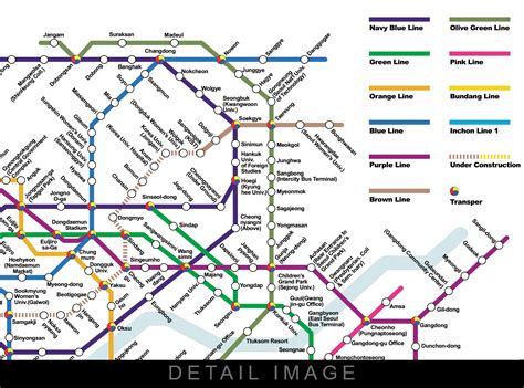 Seoul Metro Subway Map 16x12 Heavyweight Art Print Etsy Australia