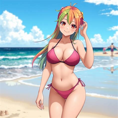 Unleash Creativity Alluring Anime Girl In Stylish Bikini