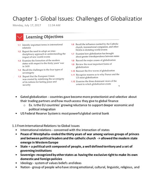 Inta 1050 Chapter 1 Global Issues Challenges Of Globalization Scholarfriends Scholarfriends