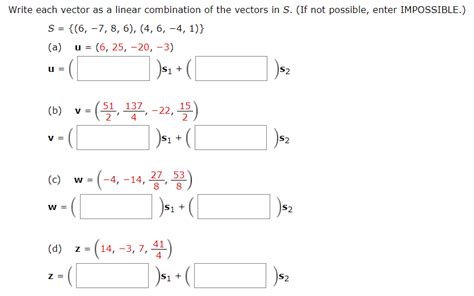 Solved Write Each Vector As A Linear Combination Of The