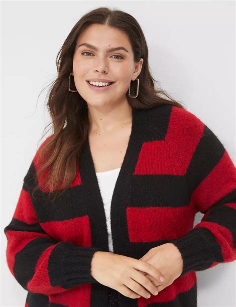 Classic Long Sleeve Open Front Stri Lanebryant
