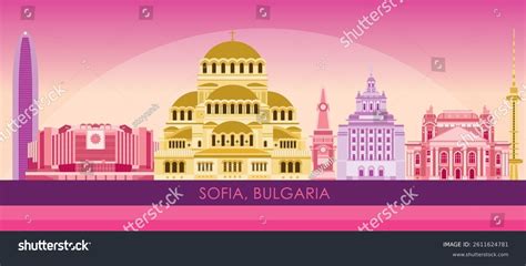 Sunset Skyline Panorama City Sofia Bulgaria Stock Vector Royalty Free 2611624781 Shutterstock