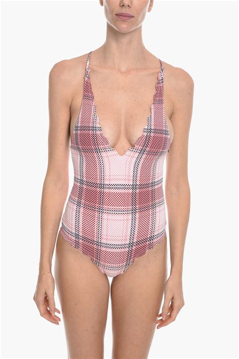 Marysia Scalloped Hem Reversible One Piece Swimsuit With Crisscrossing