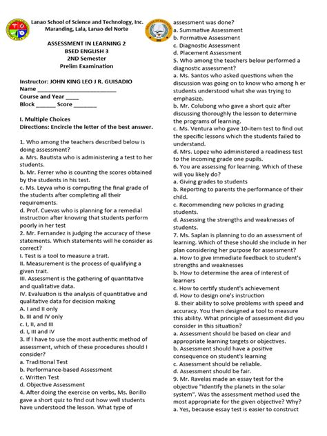 Assessment Learning 2 Pdf