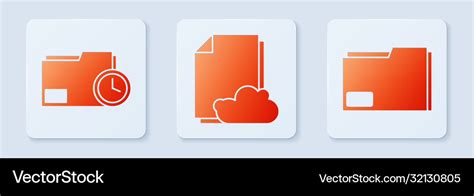Set Cloud Storage Text Document Document Folder Vector Image