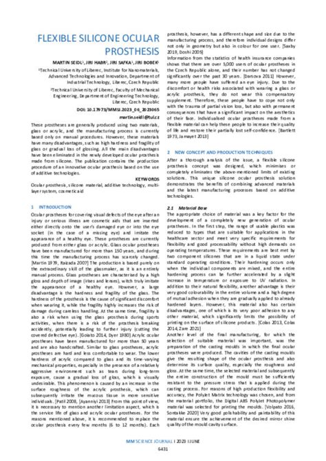Flexible Silicone Ocular Prosthesis Mm Science Journal