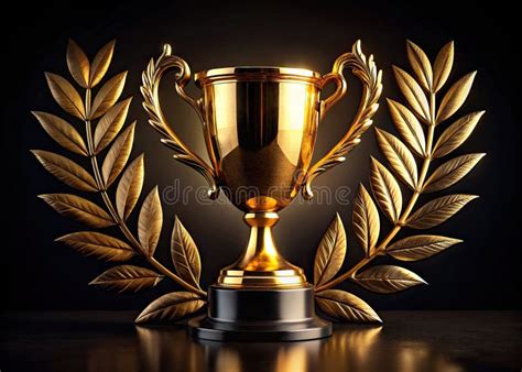 Vintage Golden Champion Cup With Laurel Wreath An Antique Trophy For