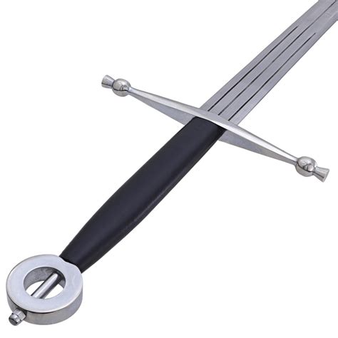 Medieval Two Handed Longsword With Steel Hilt And Leather Scabbard
