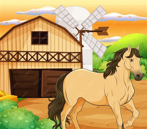 Caballo En La Granja Vector Gratis