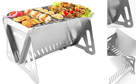 Mini Portable Charcoal Grill Stainless Steel Small Folding Bbq One