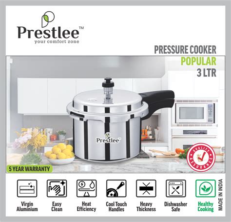 Silver Aluminium Prestlee Pressure Cooker 3 Ltr Popular For Home