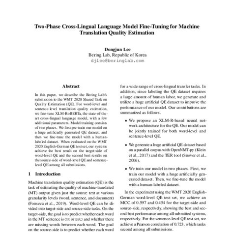 Two Phase Cross Lingual Language Model Fine Tuning For Machine Translation Quality Estimation