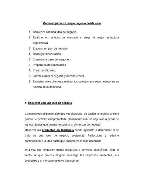 Como Empezar Un Negocio Desde Cero Pdf